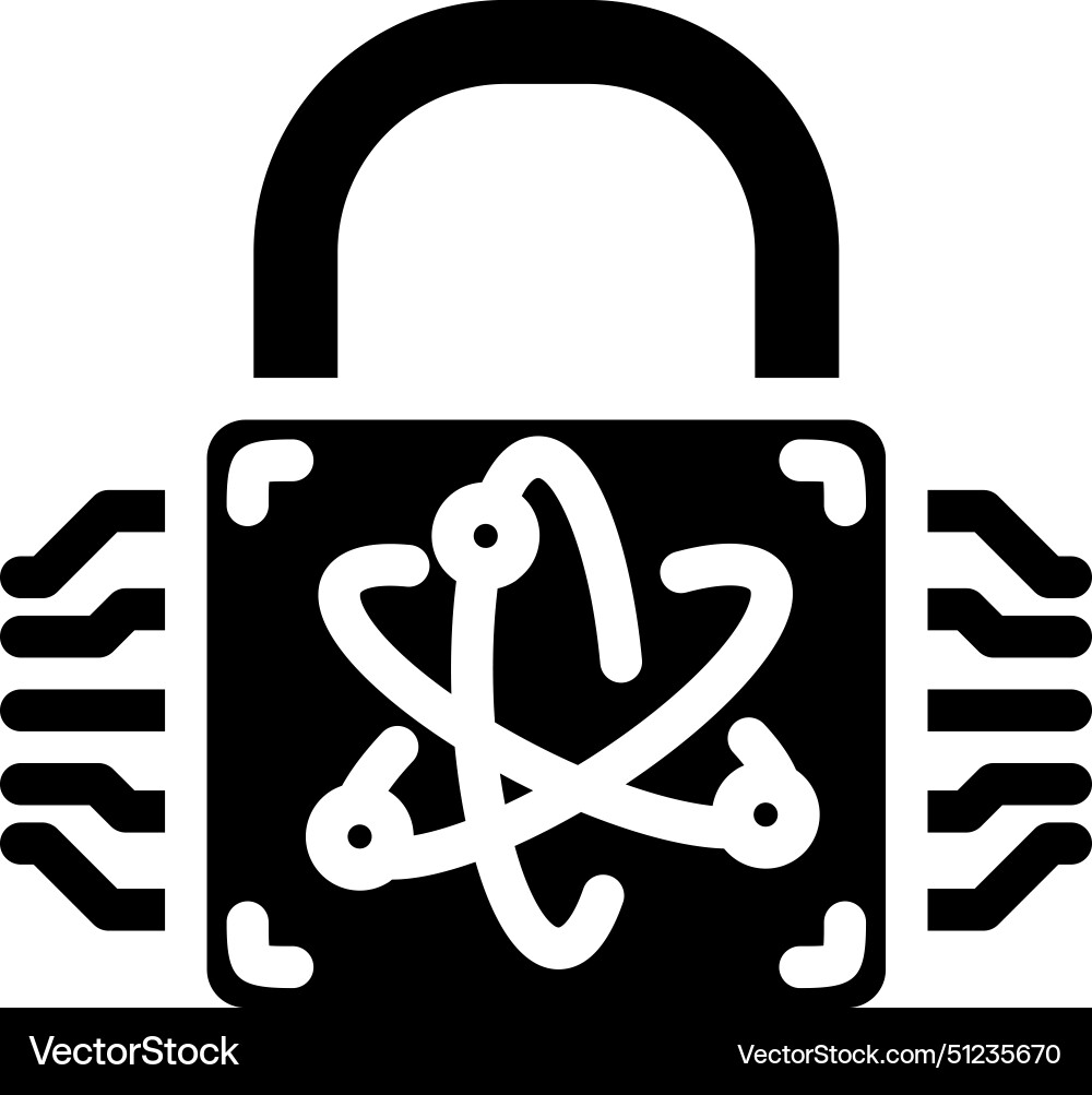 Cryptography quantum technology glyph icon Vector Image