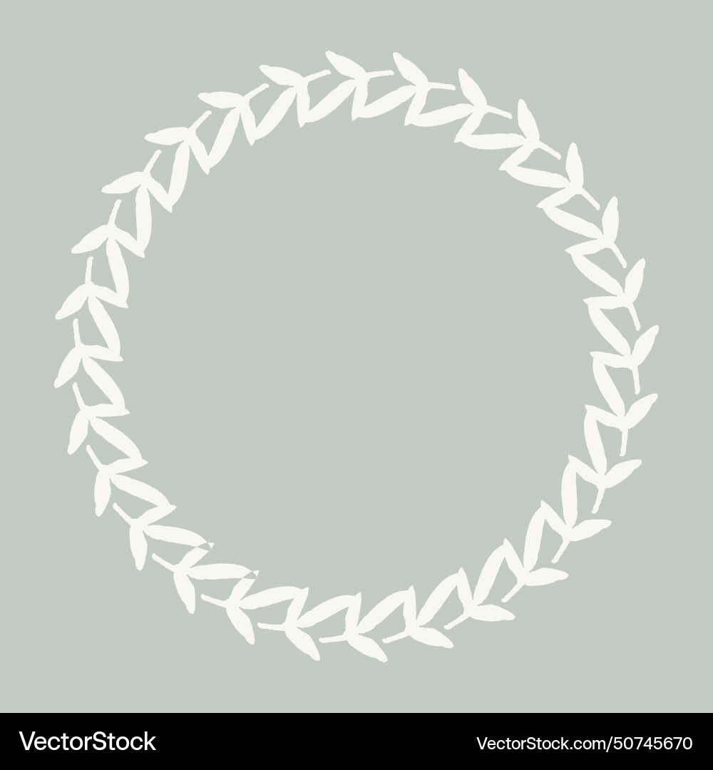 Handmade linocut organic wreath Royalty Free Vector Image