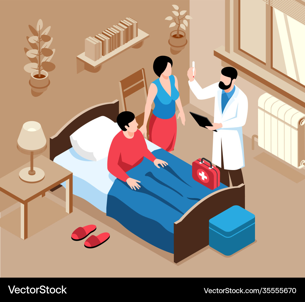 Home doctor isometric composition Royalty Free Vector Image