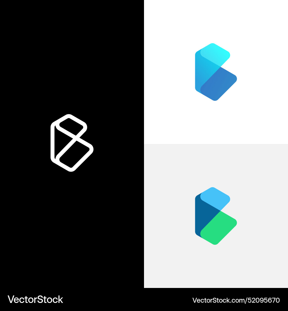 Letter b logo with monogram semi transparent Vector Image
