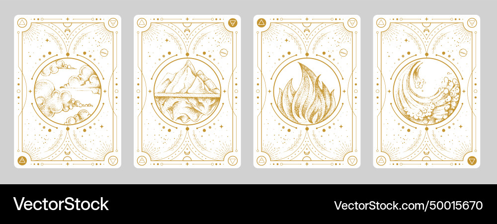 Magic witchcraft cards with four elements Vector Image