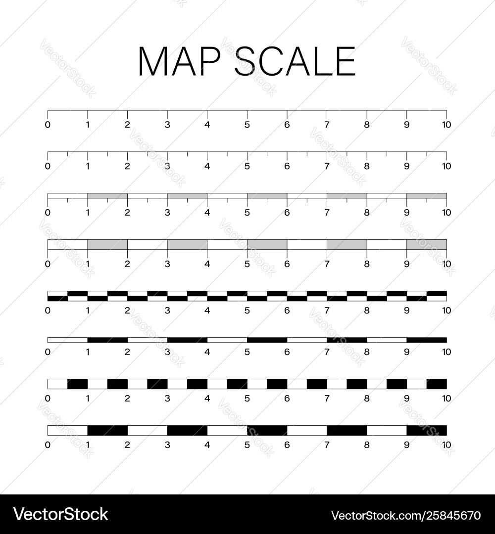 Map Scale Charts – Distance Measurement Vector Image