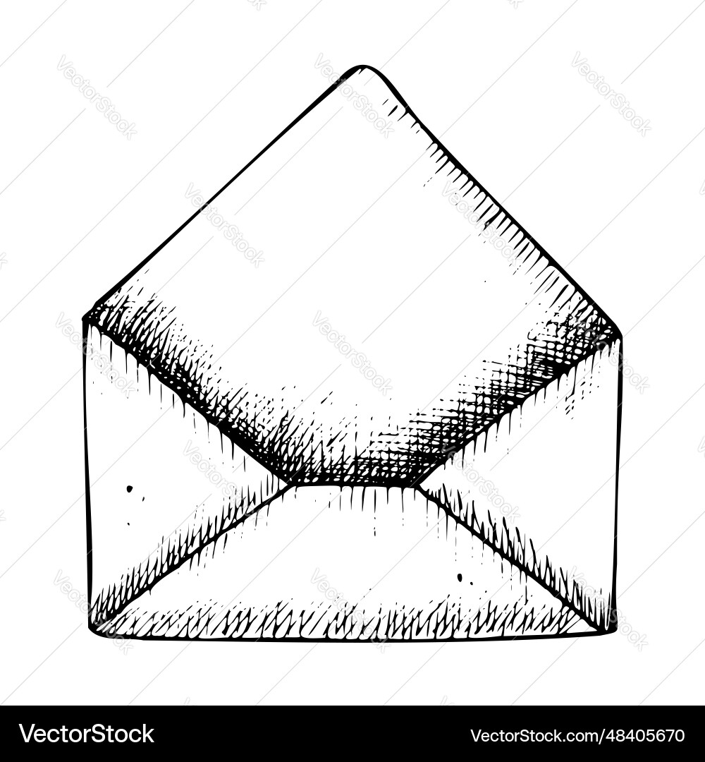 Open envelope for letter hand drawn Royalty Free Vector