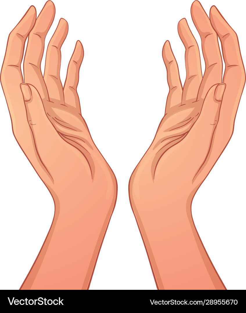 Open hands hand drawn occult design Royalty Free Vector