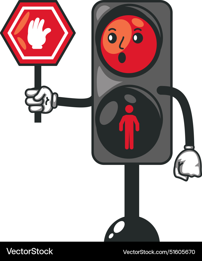 Pedestrian traffic light stop caution Royalty Free Vector