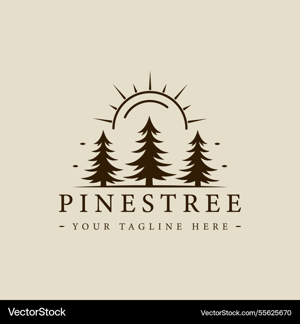 Pins Baum Logo Vintage Vorlage Symbol Grafik Vektorbild