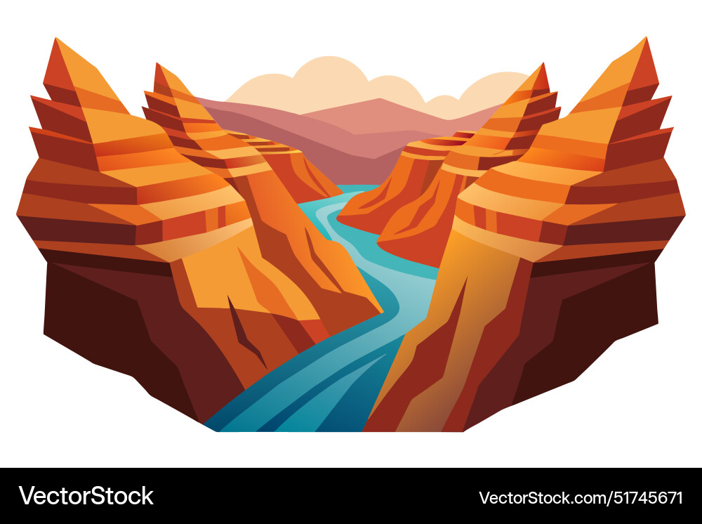 Canyon minimal flat on white background Royalty Free Vector