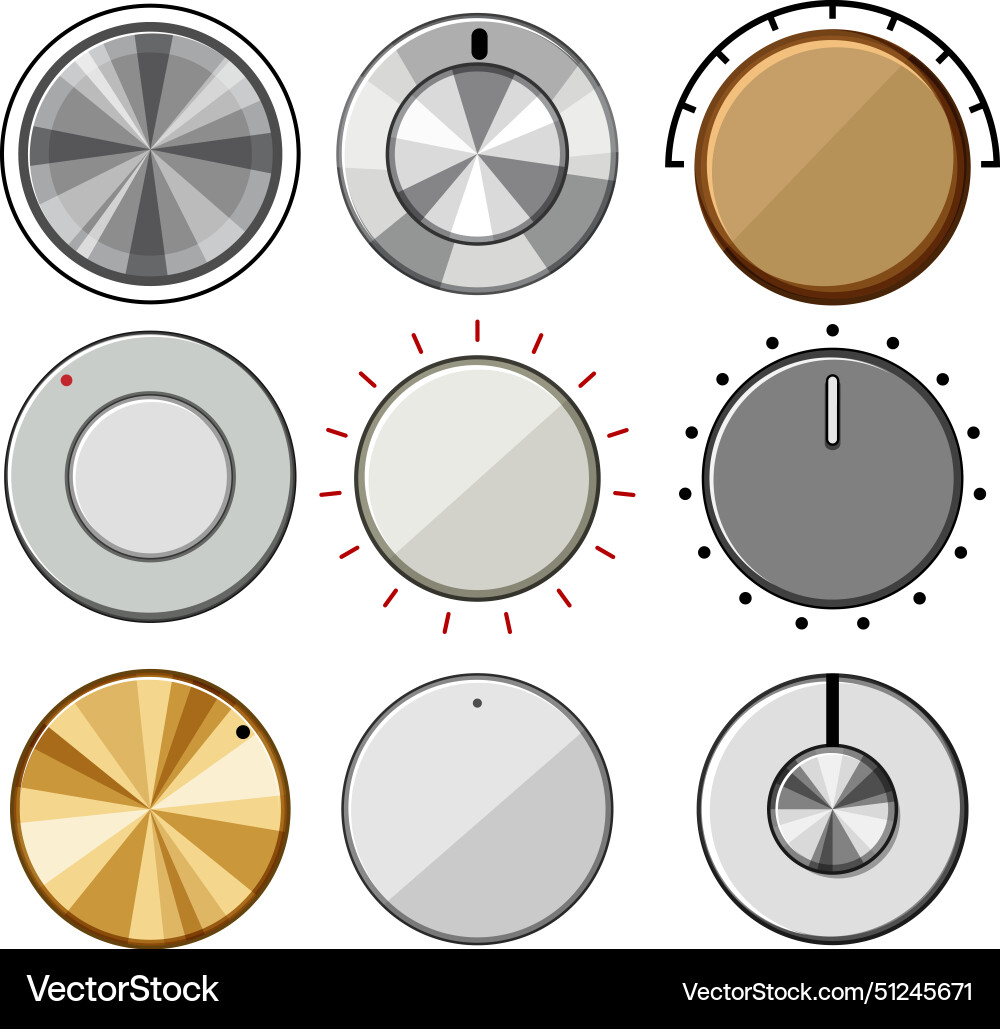 Dial knob set cartoon Royalty Free Vector Image