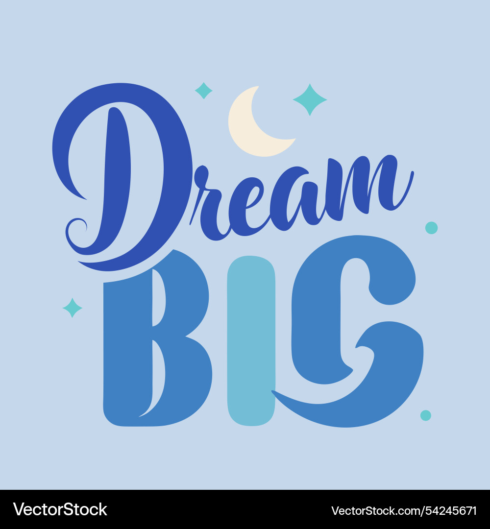 Dream big inspiring night sky typography Vector Image