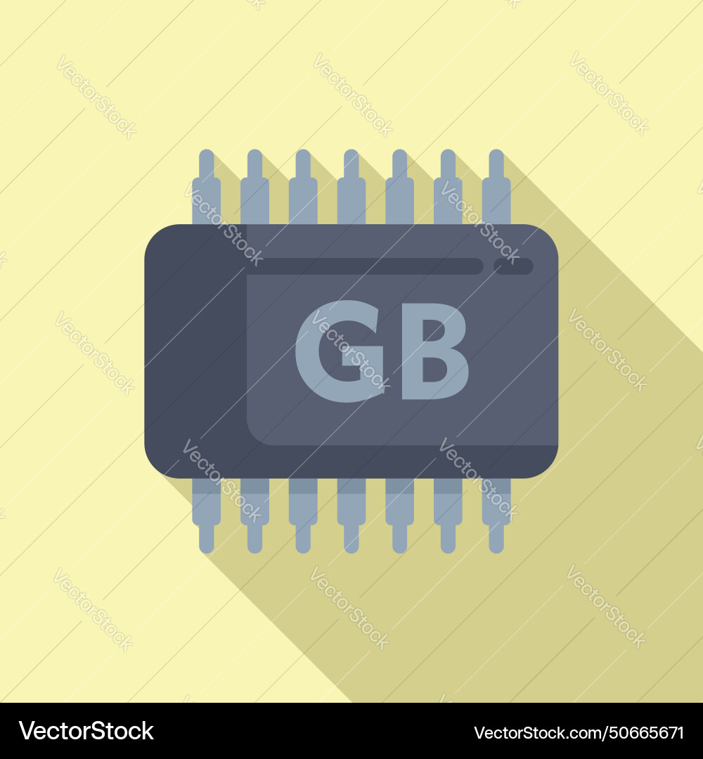 Gb product scheme icon flat micro chip Royalty Free Vector