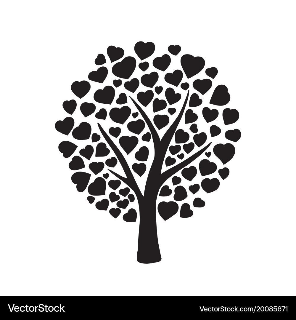 Heart Tree Silhouette Royalty Free Vector Image