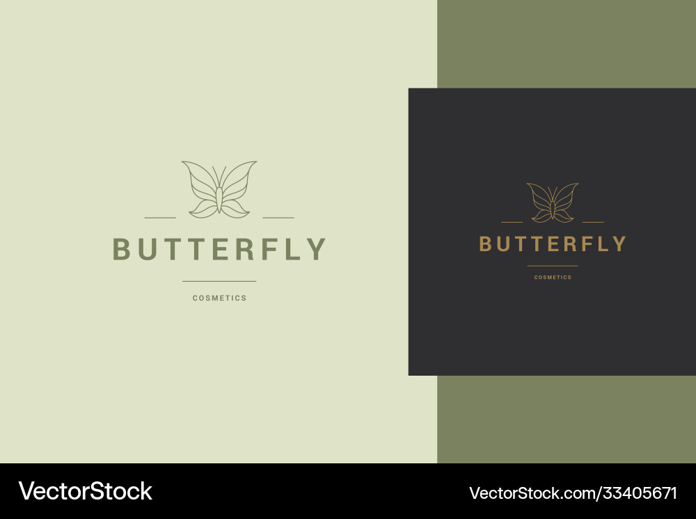 Outline butterfly label for beauty Royalty Free Vector Image