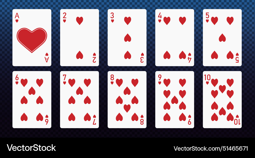 Playing cards heart suit joker and back faces Vector Image