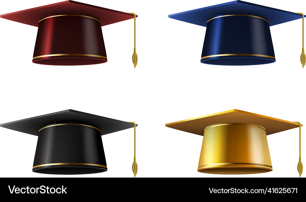 Realistic Graduation Cap - Gold, Blue, Red & Black