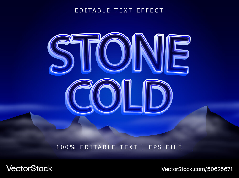 Stone cold editable text effect 3 dimension Vector Image