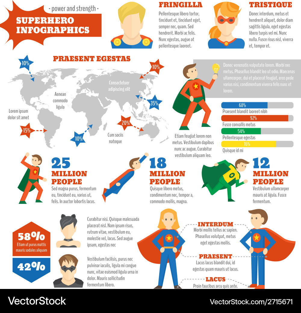 Super hero infographic Royalty Free Vector Image