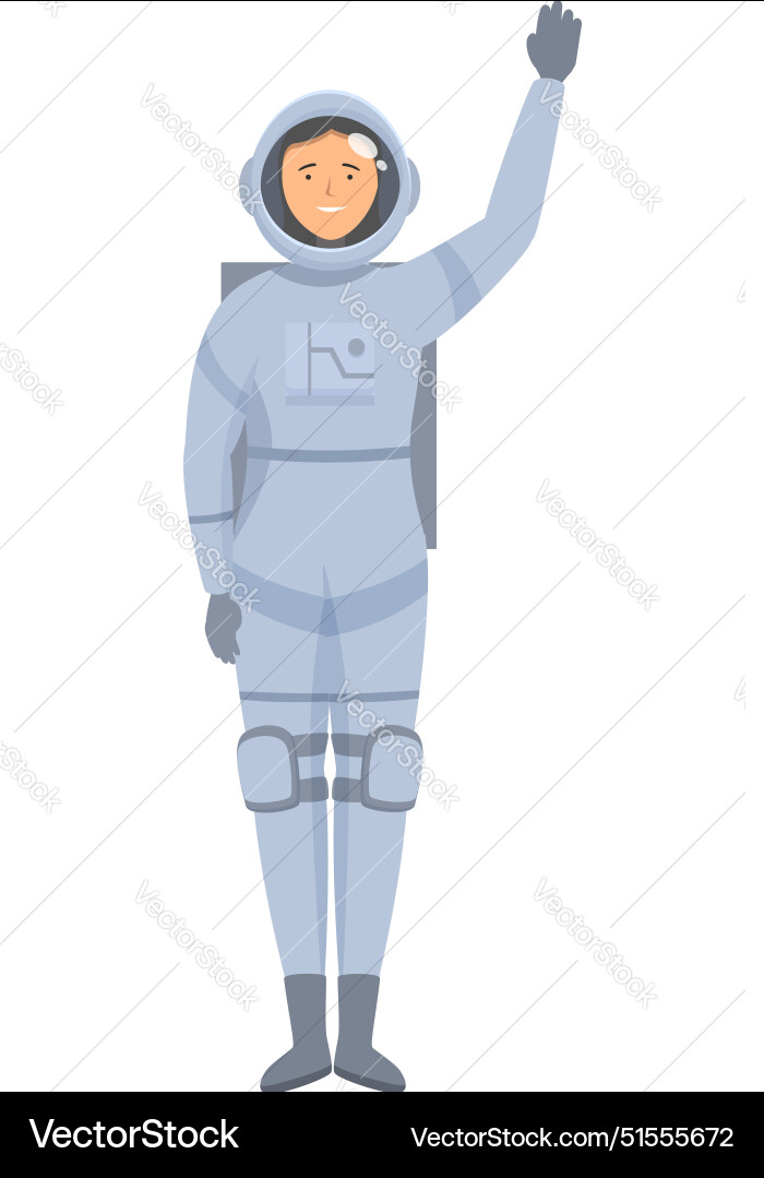 Astronaut is waving standing in a spacesuit Vector Image