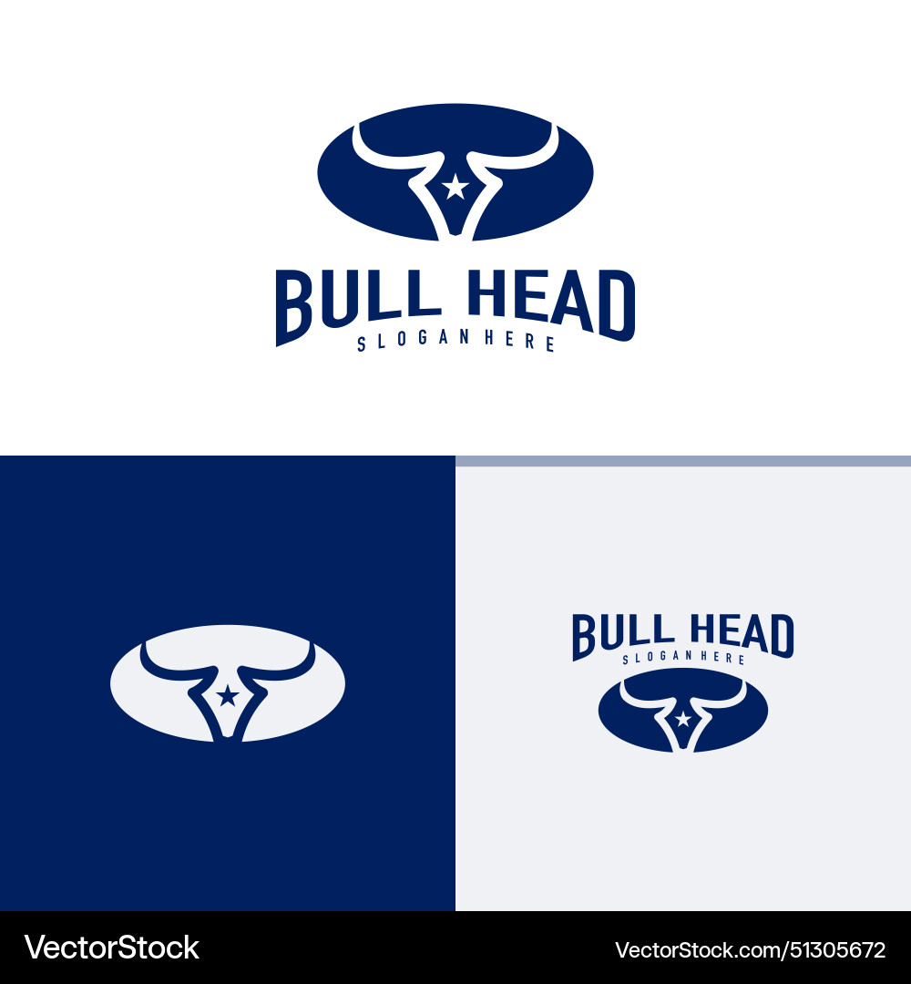 Bull head logo design Royalty Free Vector Image