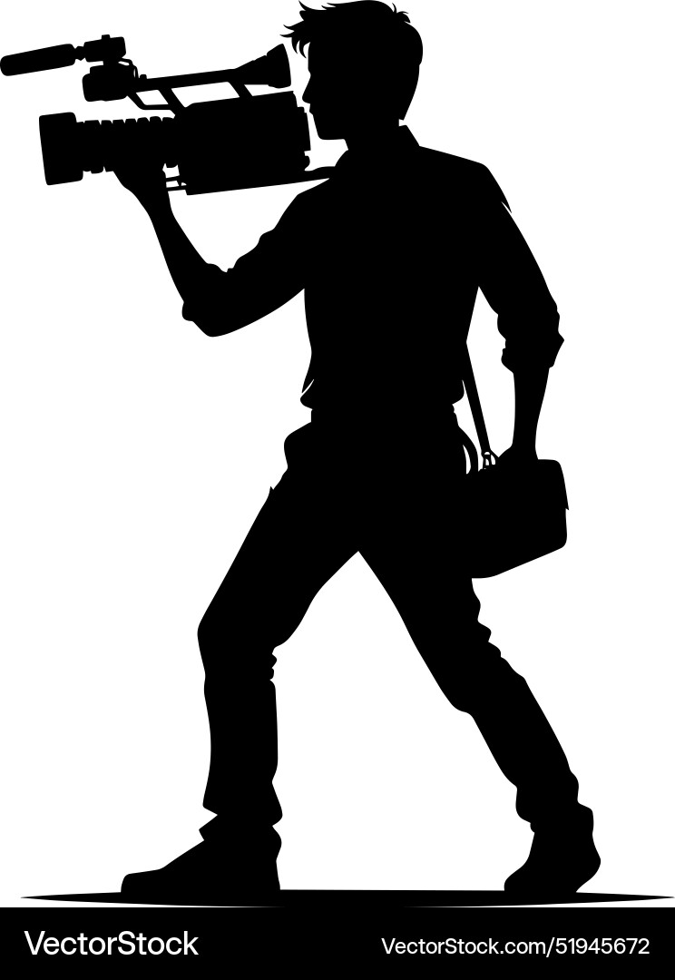 Cameraman silhouette isolated on a white Vector Image