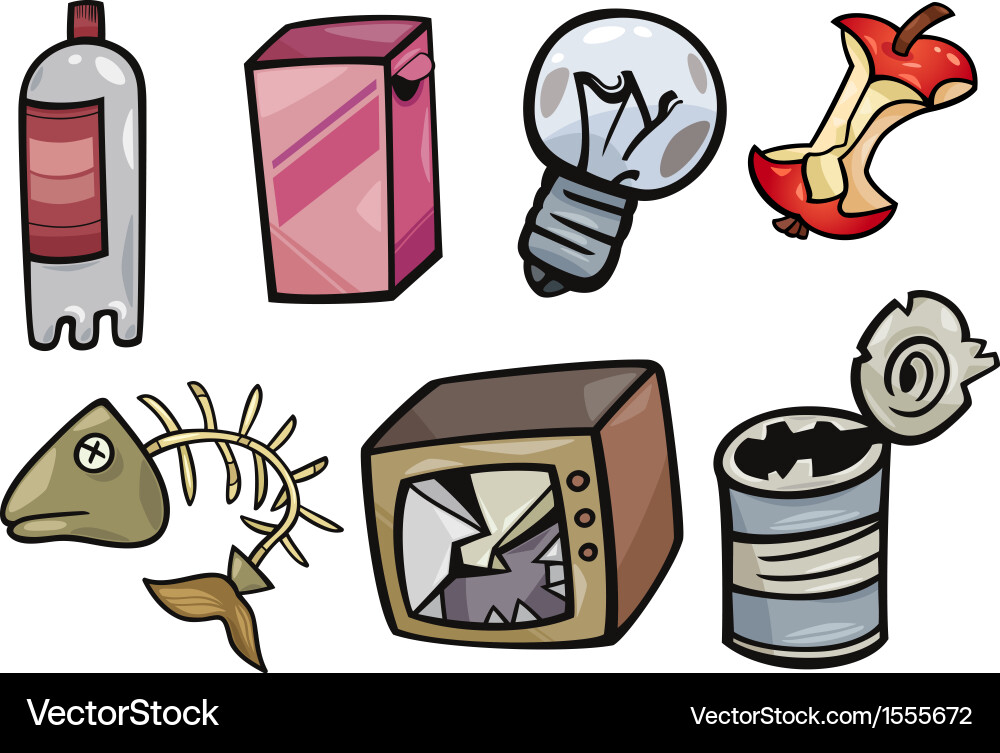 Cartoon Trash & Waste Objects Royalty Free Vector Image