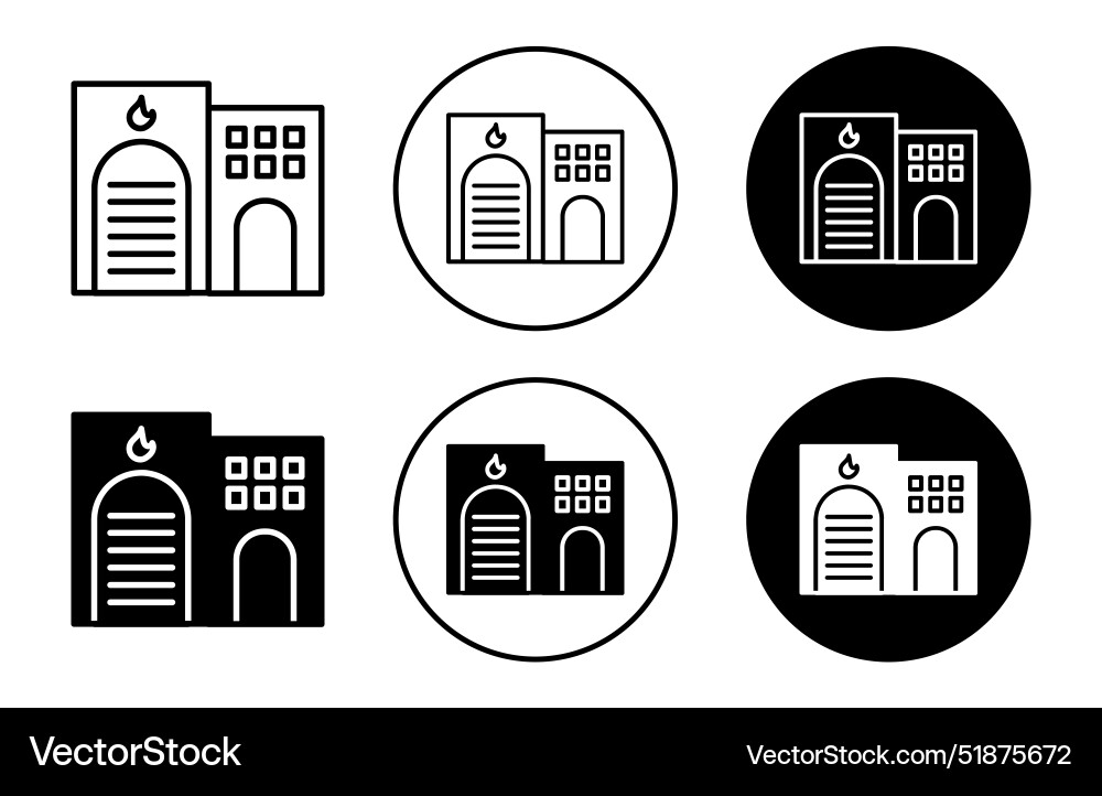 Fire station building icon outline flat icon Vector Image