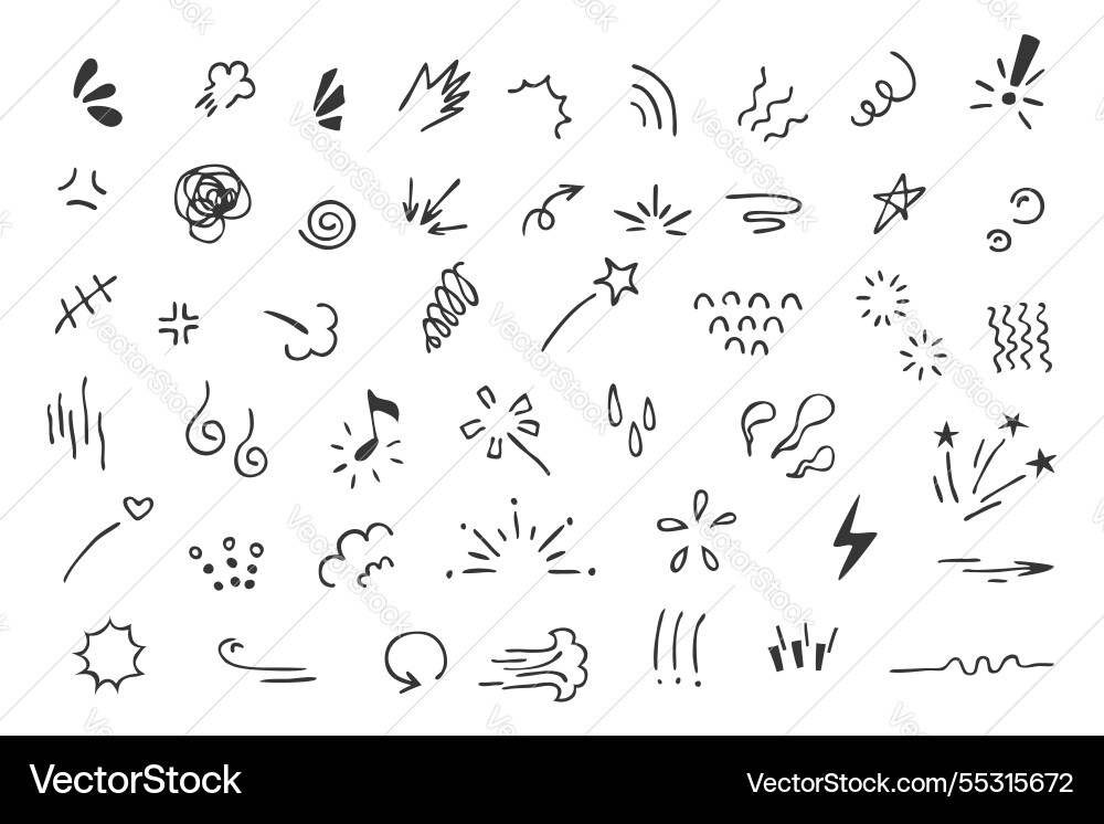 Hand drawn doodle elements set on white background