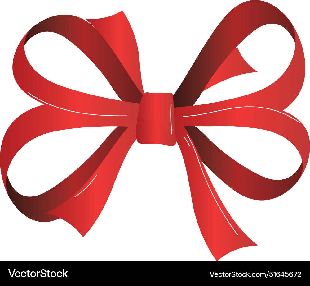 Red bow ribbon design isolated white background Vector Image