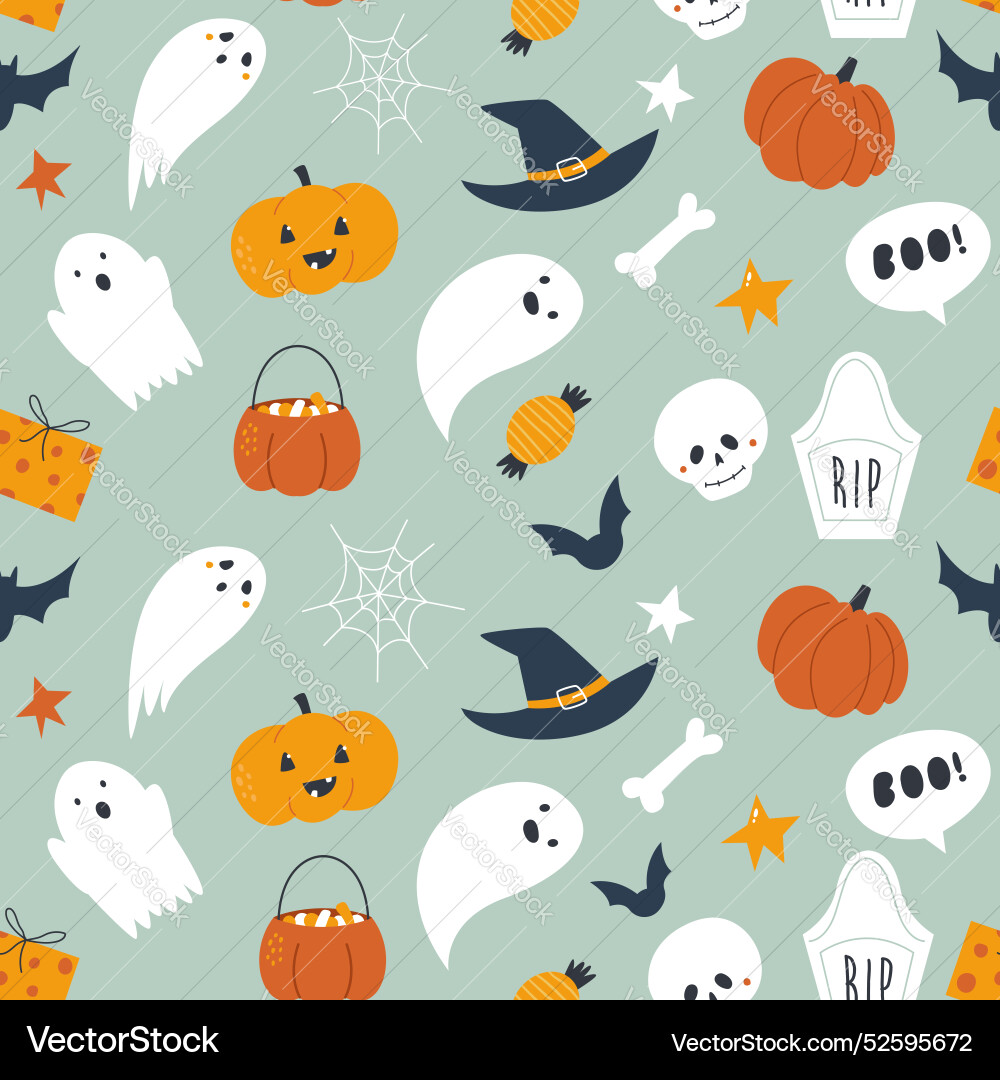 Seamless halloween patterns with spooky ghosts Vector Image