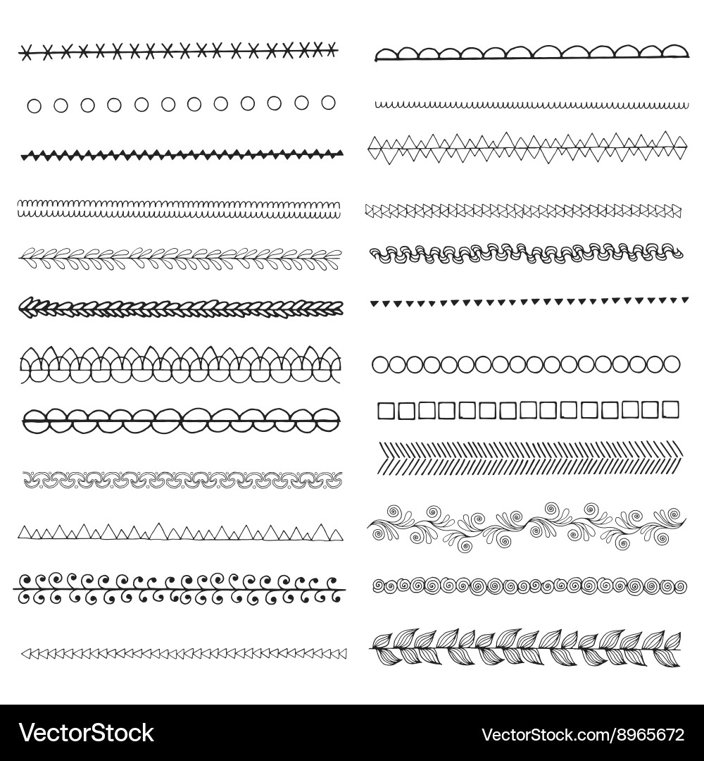 Set of hand drawn line borders Royalty Free Vector Image