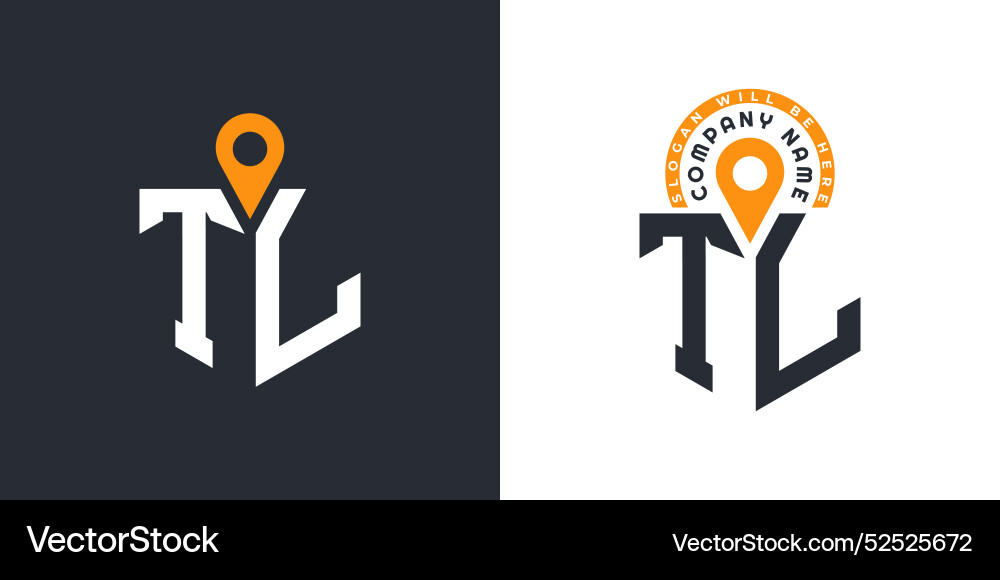 Tl location logo bundle letter dual icons Vector Image