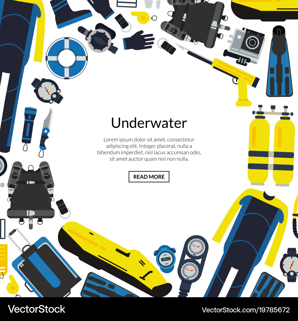 Underwater diving equipment Royalty Free Vector Image