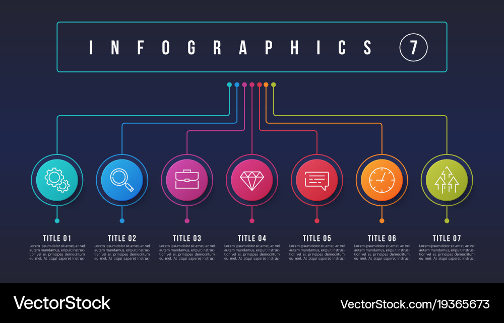 7 options infographic design structure Royalty Free Vector