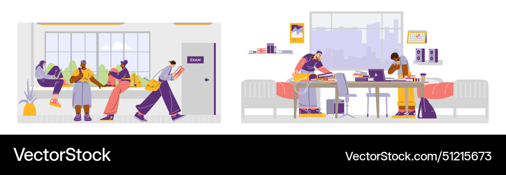 Campus activities set Royalty Free Vector Image