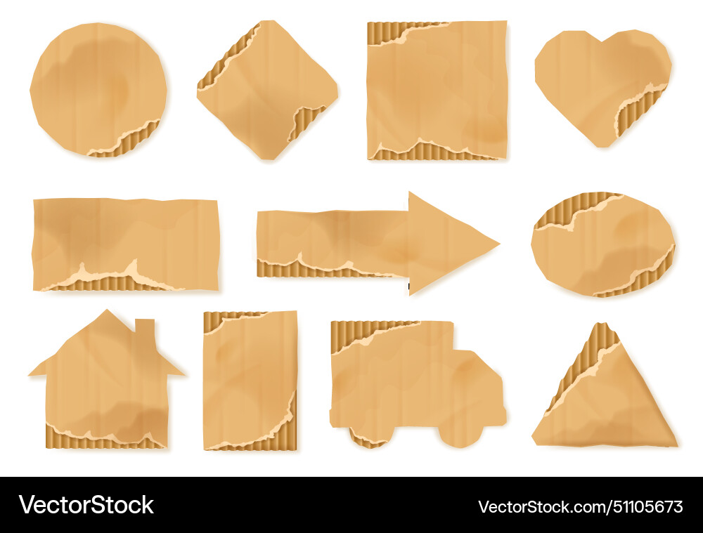 Cardboard shapes paperboard cutouts Royalty Free Vector