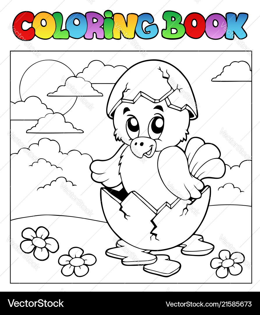 Cute Easter Chicken Coloring Page Royalty Free Vector Image