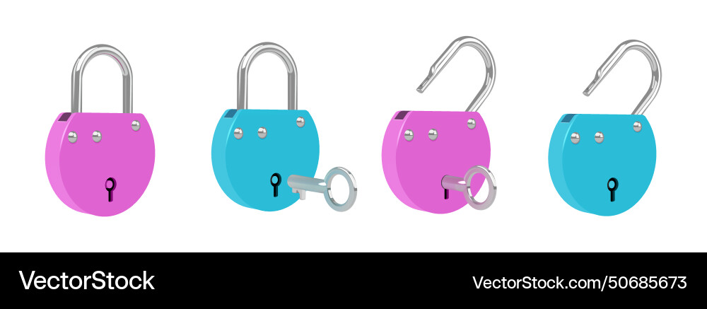 Padlock key 3d unlock technology render house Vector Image
