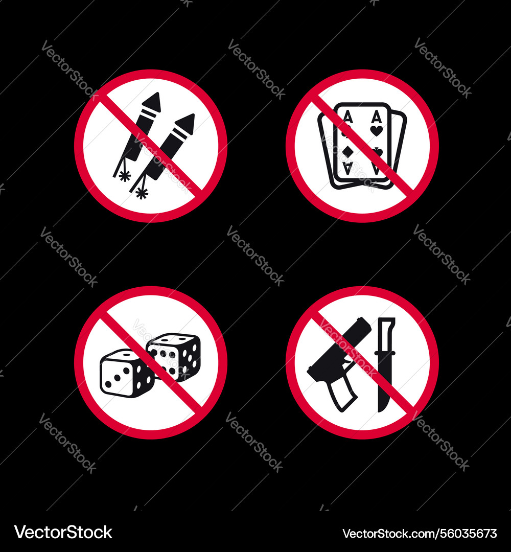 Prohibited signs forbidden round stickers set Vector Image