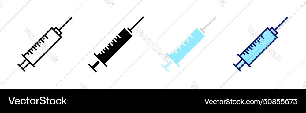 Syringe icon set inject needle vaccine symbol Vector Image