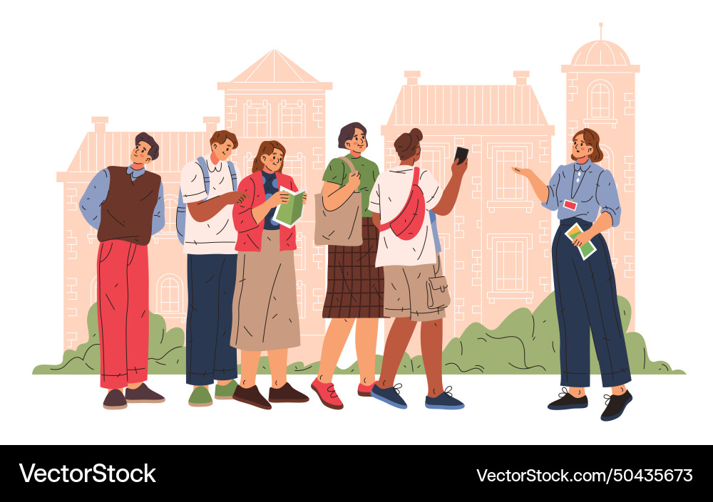 Touristic group excursion Royalty Free Vector Image