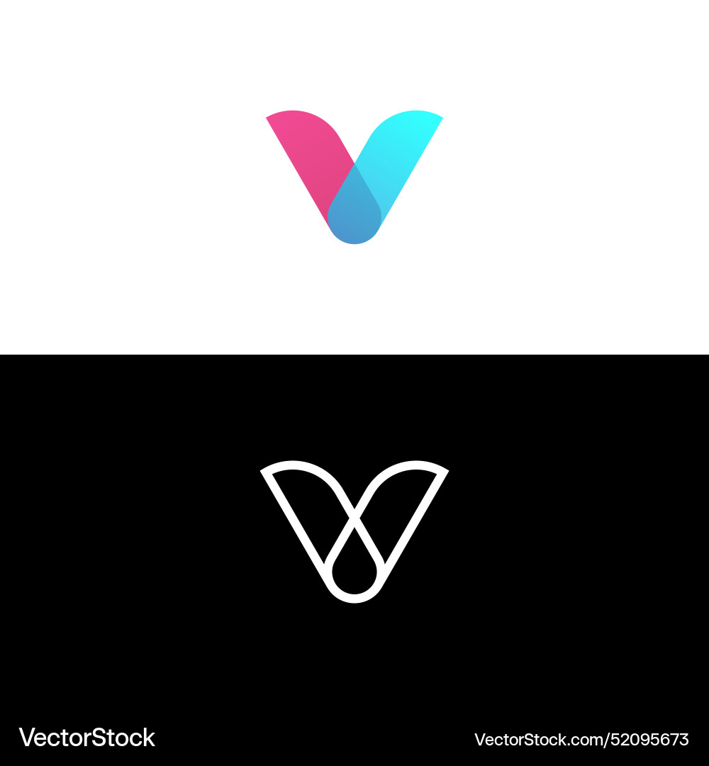 V letter logo design with semi transparent Vector Image
