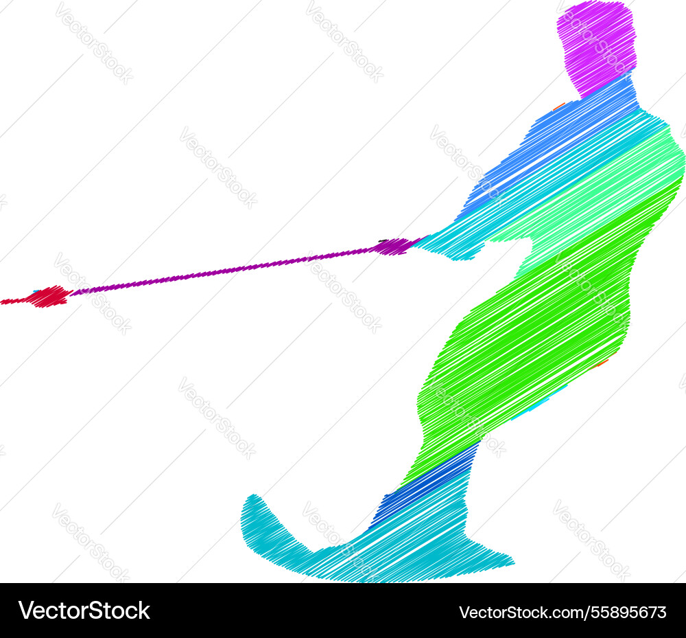 Water skier in action scribble Royalty Free Vector Image