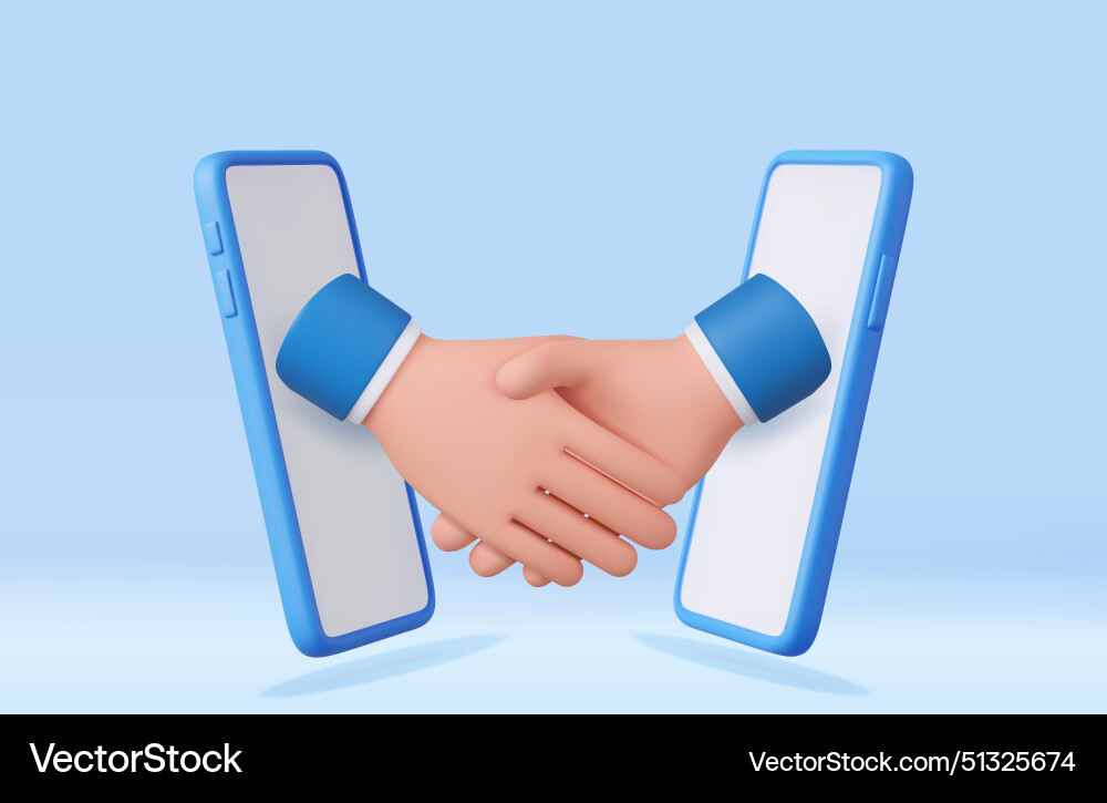 3d hand shake icon gesture Royalty Free Vector Image
