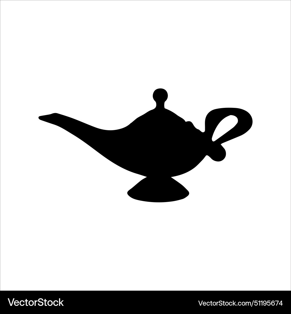 Aladin lamp silhouette Royalty Free Vector Image