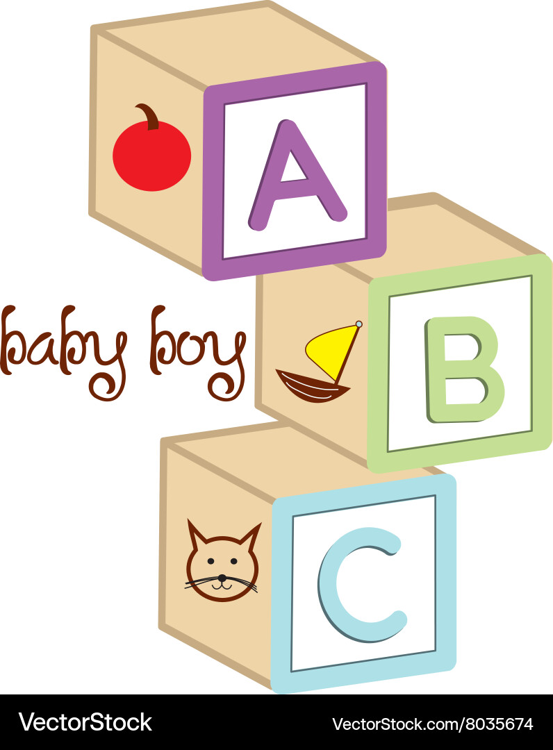 Baby boy blocks Royalty Free Vector Image - VectorStock