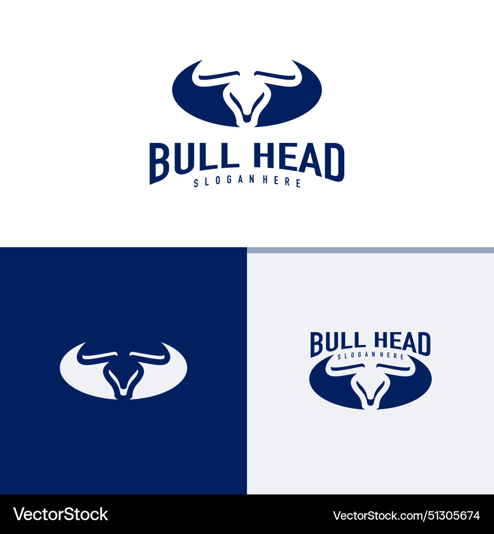Bull head logo design Royalty Free Vector Image