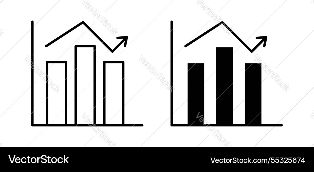 Chart histogram icons pack in black flat Vector Image