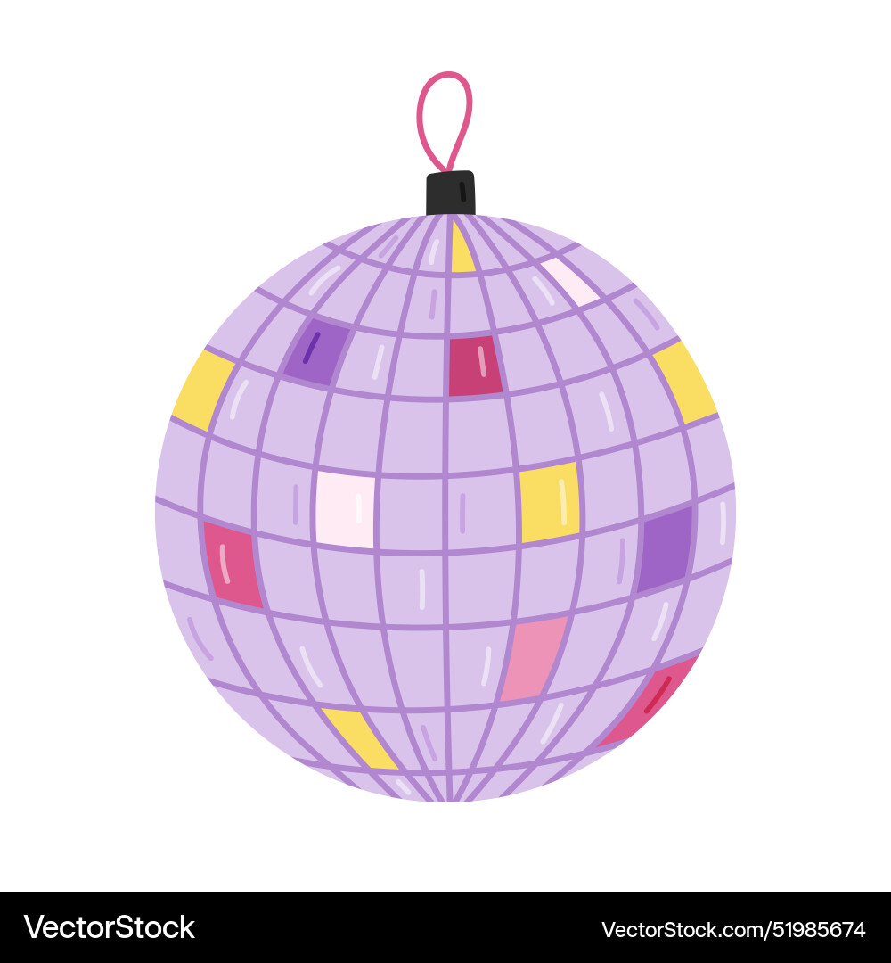 Cute cartoon disco ball with sparking mirror Vector Image