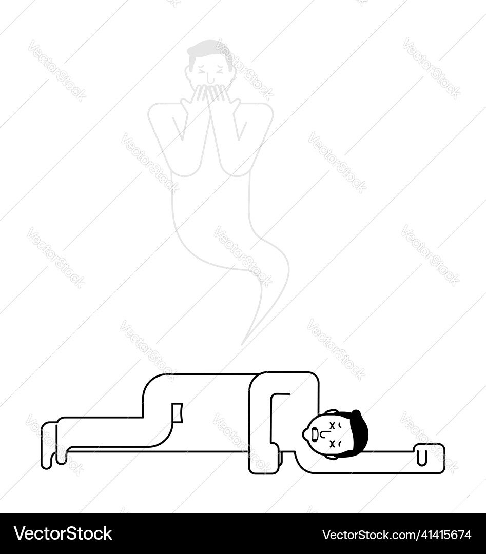 Dead man and soul body ghost Royalty Free Vector Image