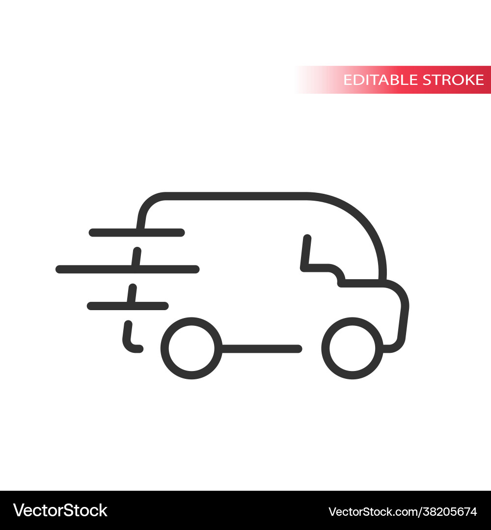 Fast delivery van with speed marks icon Royalty Free Vector