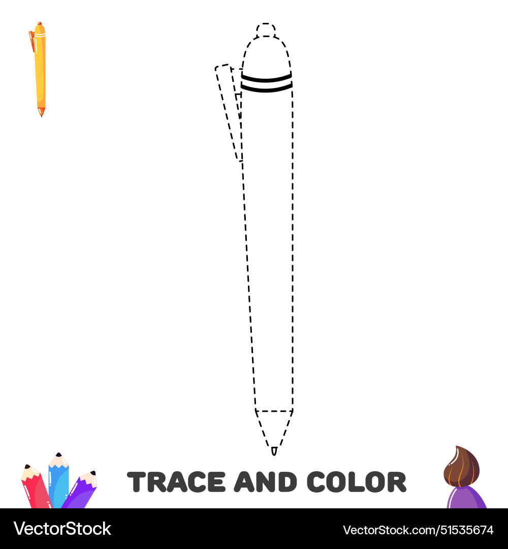 Handwriting practice for kids trace and color Vector Image